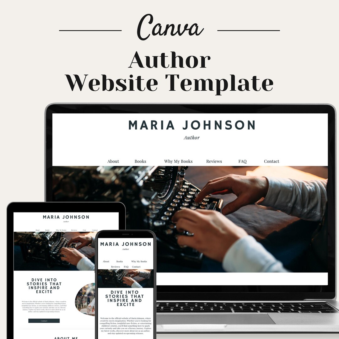 Author Canva Website Author Website Template Writer Landing Page Author One Page Website Writer ...