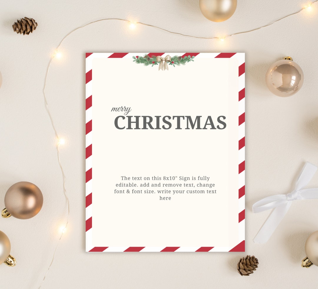 Merry Christmas Sign Template Canva Christmas Sign Christmas Custom ...