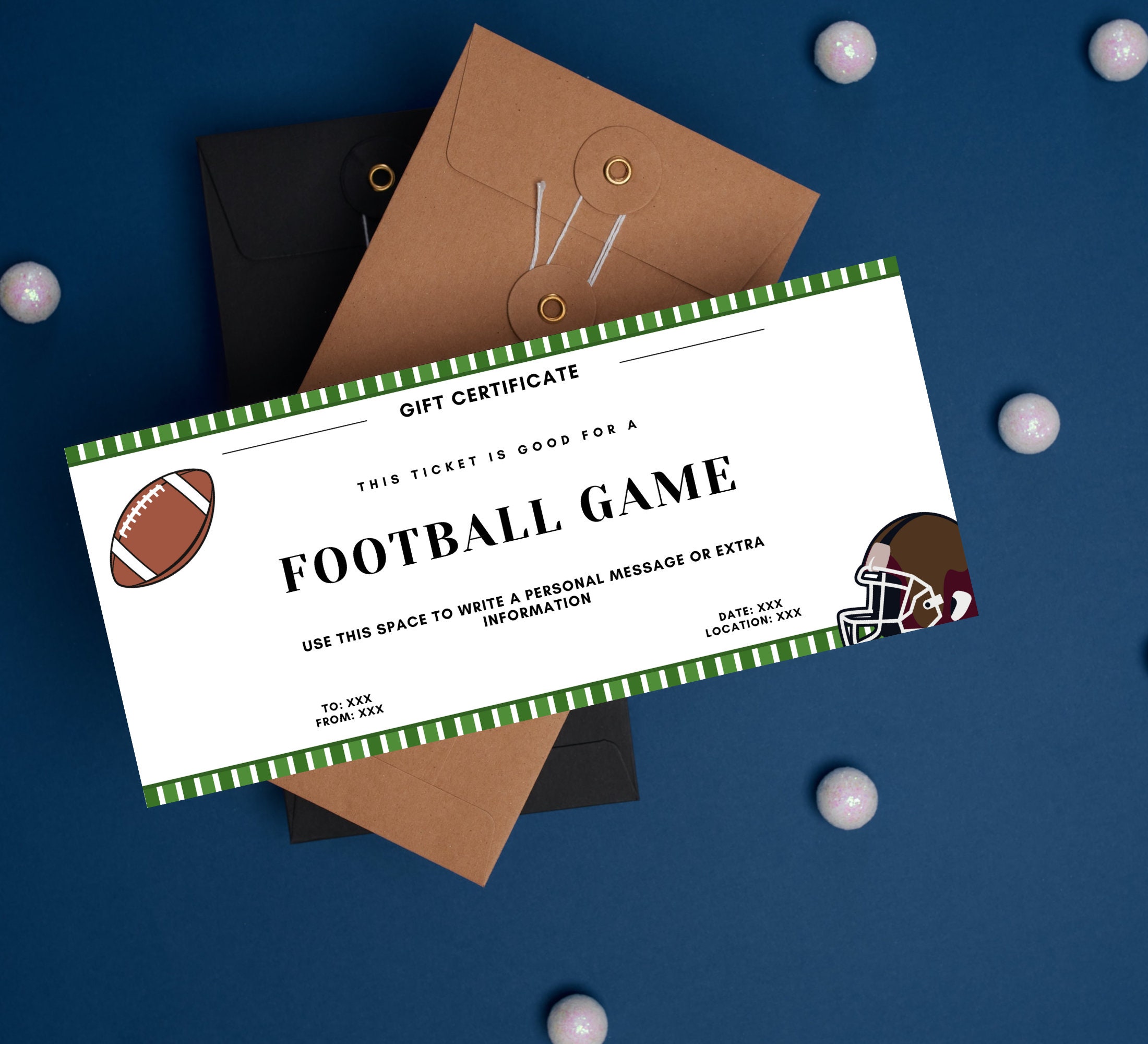 Football Game Coupon Surprise Ticket Canva Template Custom Football ...