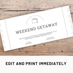 Weekend Getaway Coupon Editable Gift Travel Coupon Template Canva ...