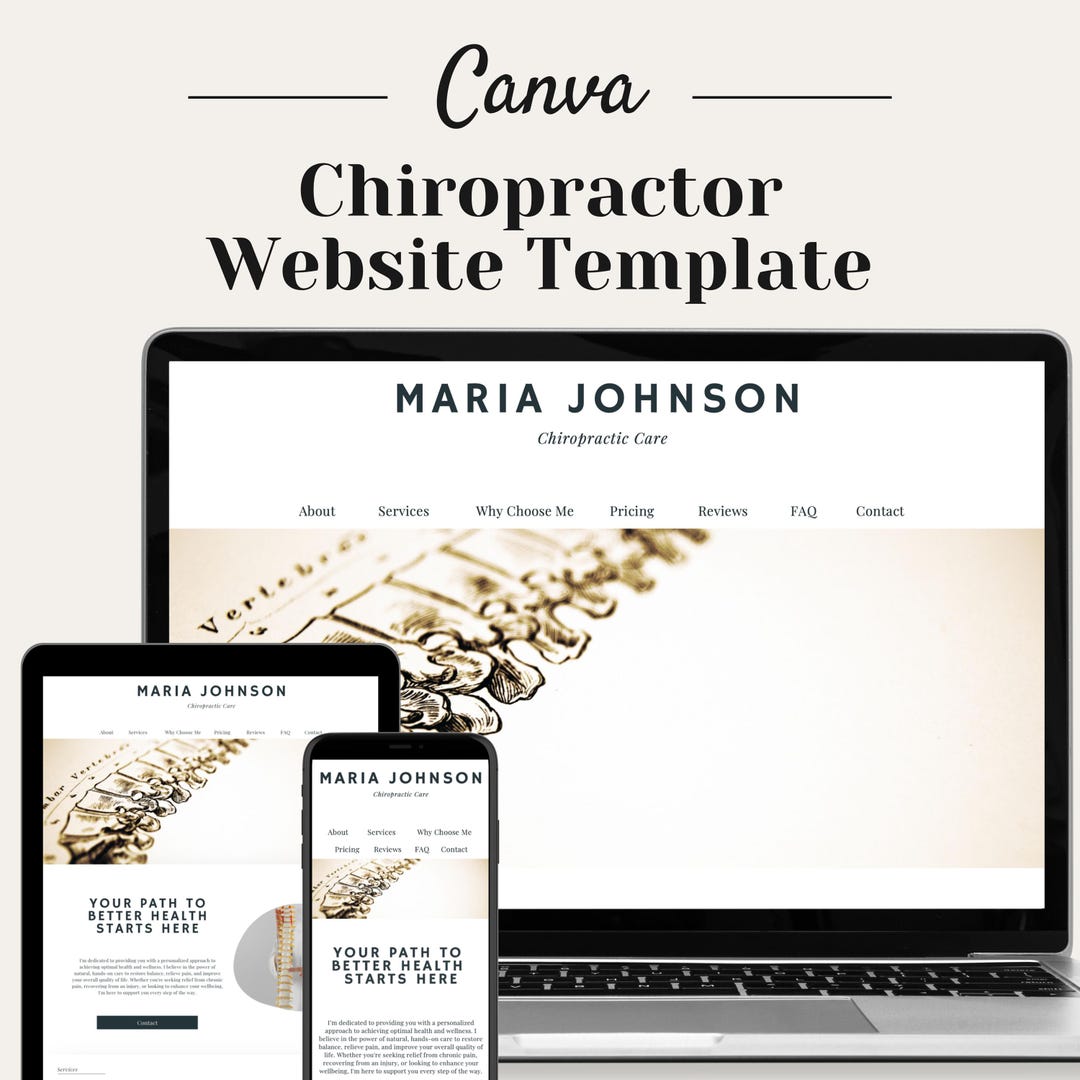 Chiropractor Website Template, Canva Landing Page (digital) - Etsy