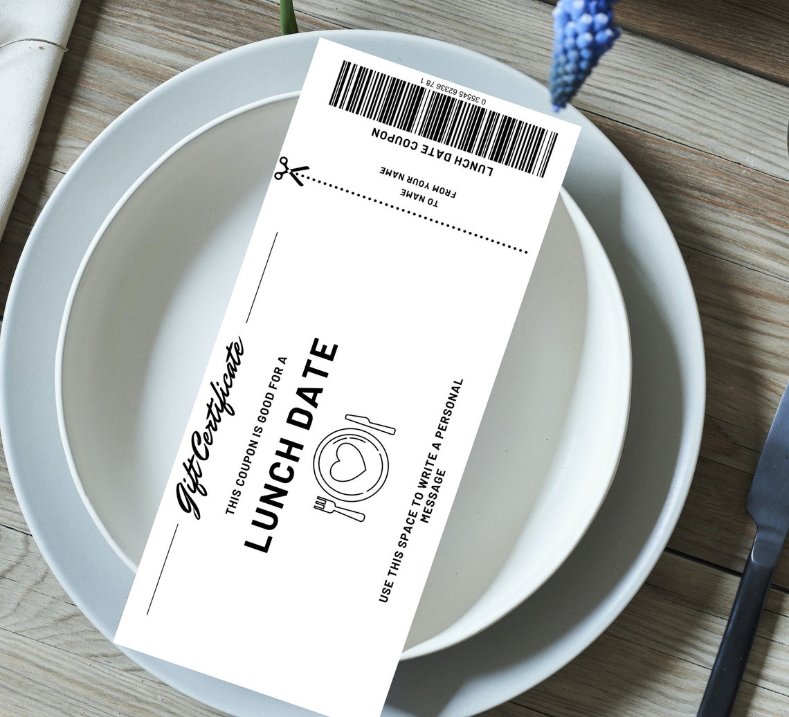 Lunch Date Gift Coupon Template, Editable Canva Voucher (digital ...