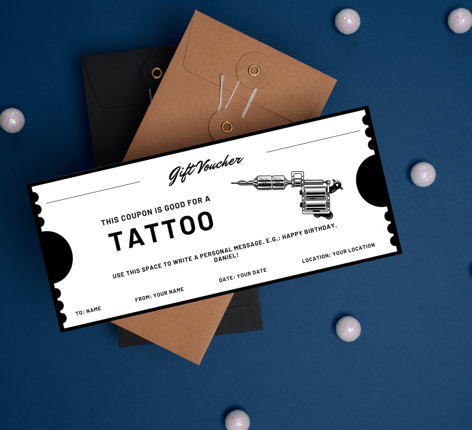 Custom Tattoo Gift Coupon Canva Editable Gift Card Template Tattoo Gift ...