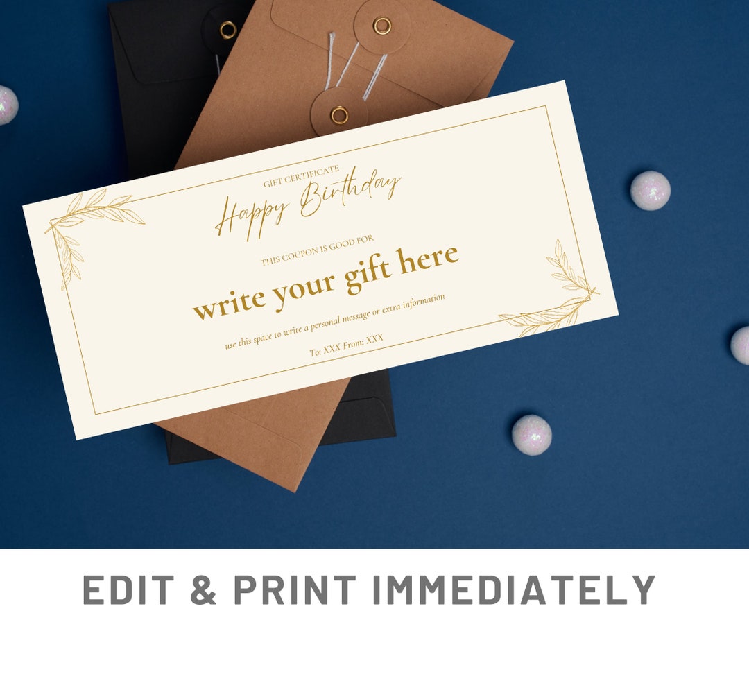 Elegant Birthday Coupon Editable Gift Coupon Template Canva Birthday ...