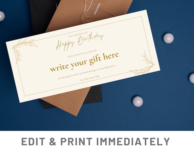 Editable Birthday Coupon Template Printable happy Birthday Gift ...