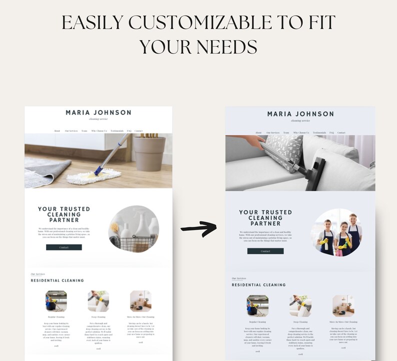 Cleaning Service Canva Website Template Cleaning Business Website ...