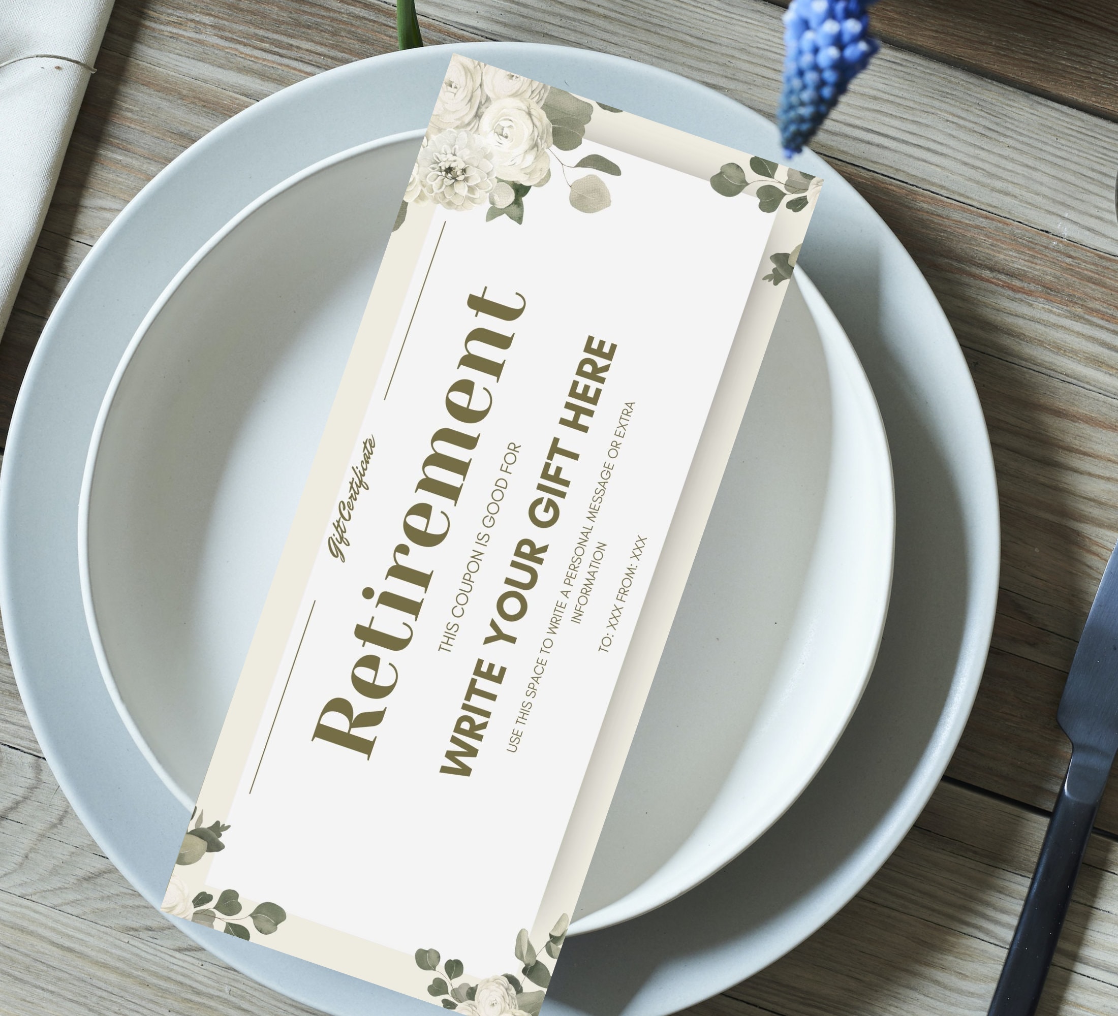 Elegant Retirement Coupon Canva Editable Gift Card Template Canva ...