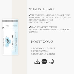 Custom Flying Lessons Voucher Flight Gift Coupon Template Canva Pilot ...