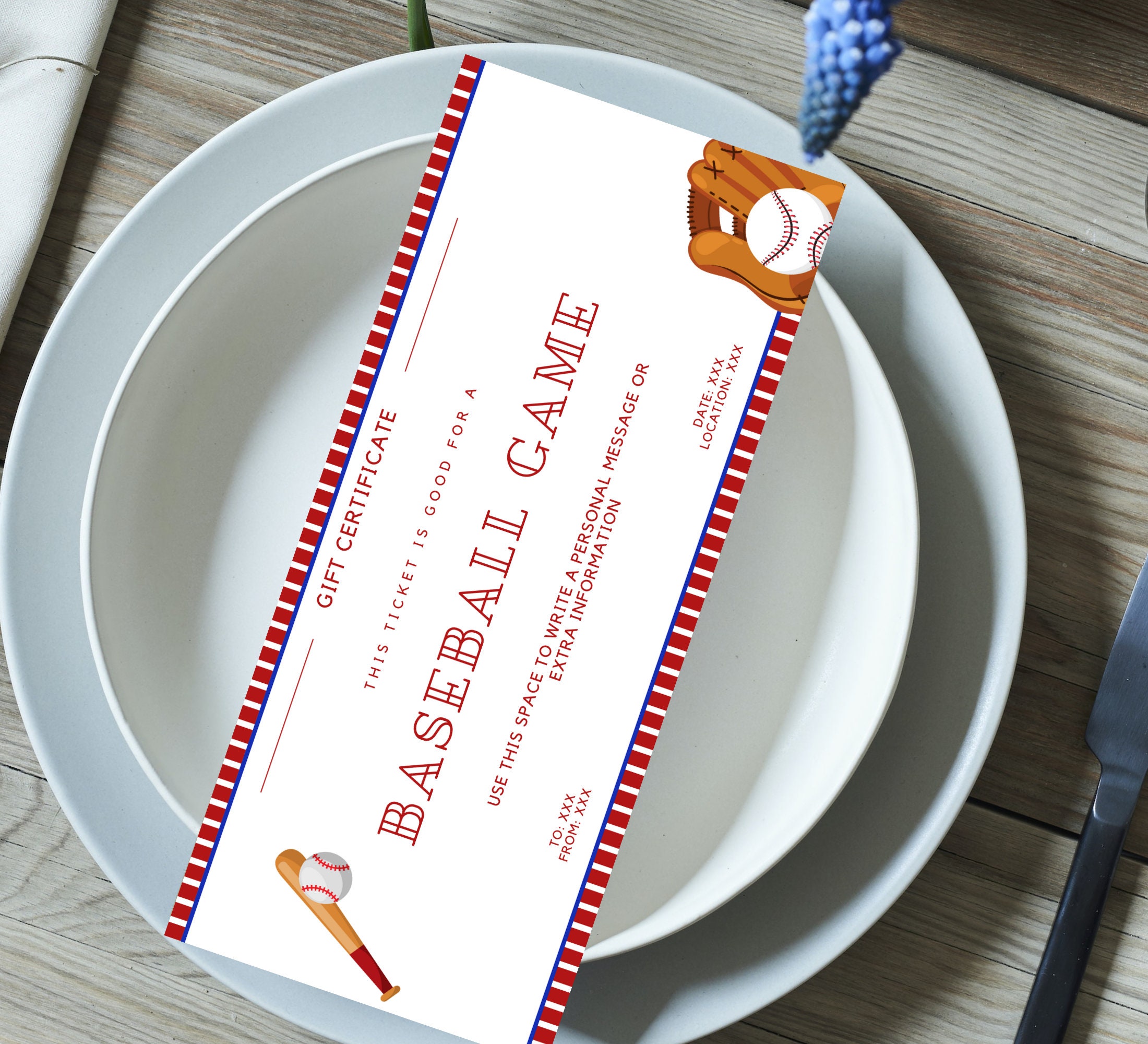 Surprise Baseball Game Ticket Printable Canva Template Custom Baseball ...