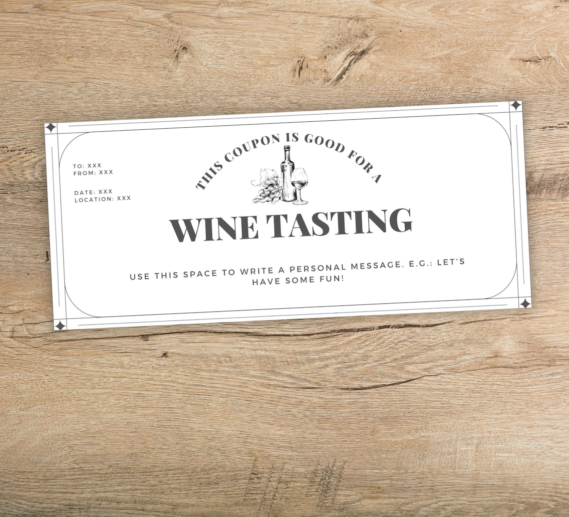Wine Tasting Coupon Editable Gift Coupon Template Canva Wine Tasting ...