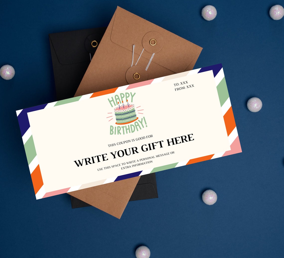 Colorful Birthday Coupon Editable Gift Coupon Template Canva Birthday ...