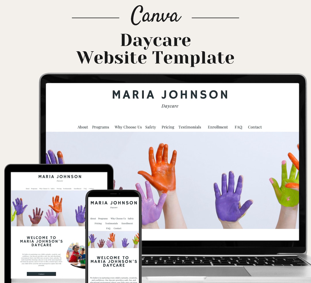 Daycare Canva Website Kids Website Template Home Day Care Business ...