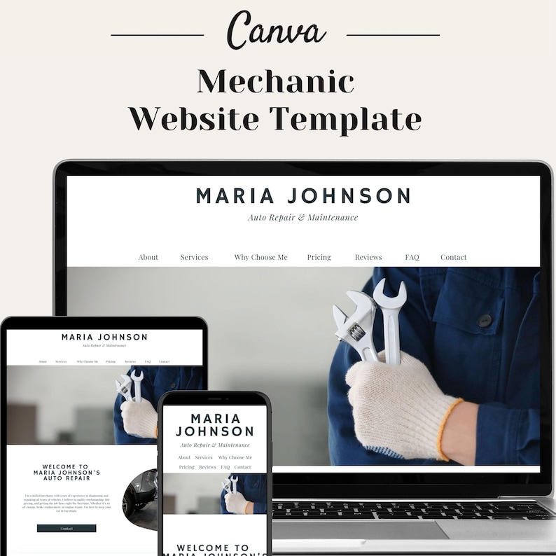 Car Mechanic Website Template | Auto Repair Canva Template (digital) - Etsy