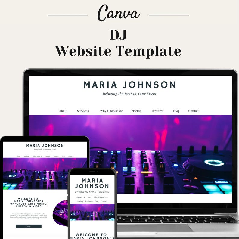 DJ Canva Website DJ Website Template DJ Landing Page Dj Website One ...