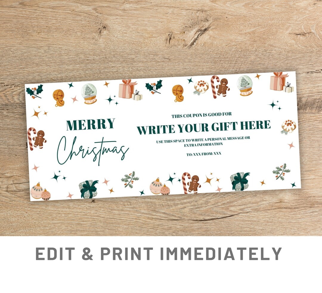Custom Christmas Gift Coupon Christmas Gift Coupon Template Canva ...