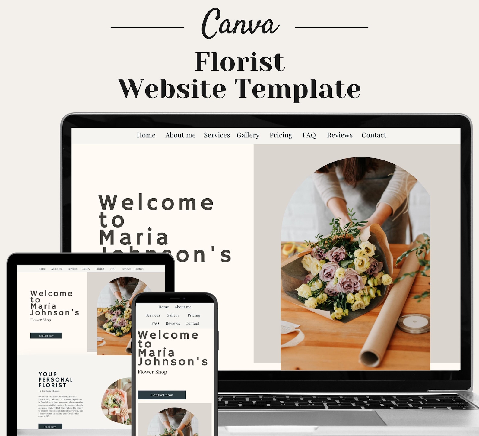 Florist Website Template | Canva Floral Shop Design (digital) - Etsy