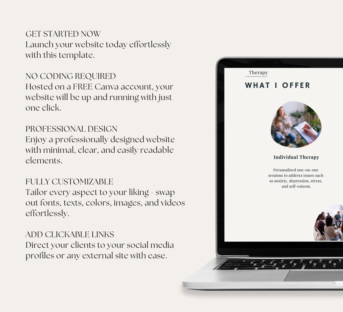Psychologist Website Template, Canva Landing Page (digital Template) - Etsy