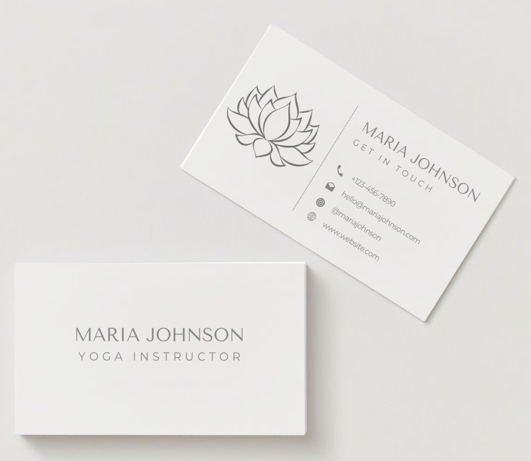 Yoga Instructor Business Card Template, Minimalist Design (canva ...