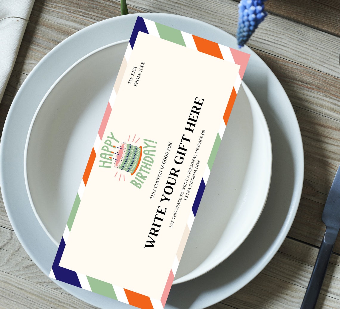 Editable Birthday Gift Coupon Template, Printable Voucher (canva) - Etsy