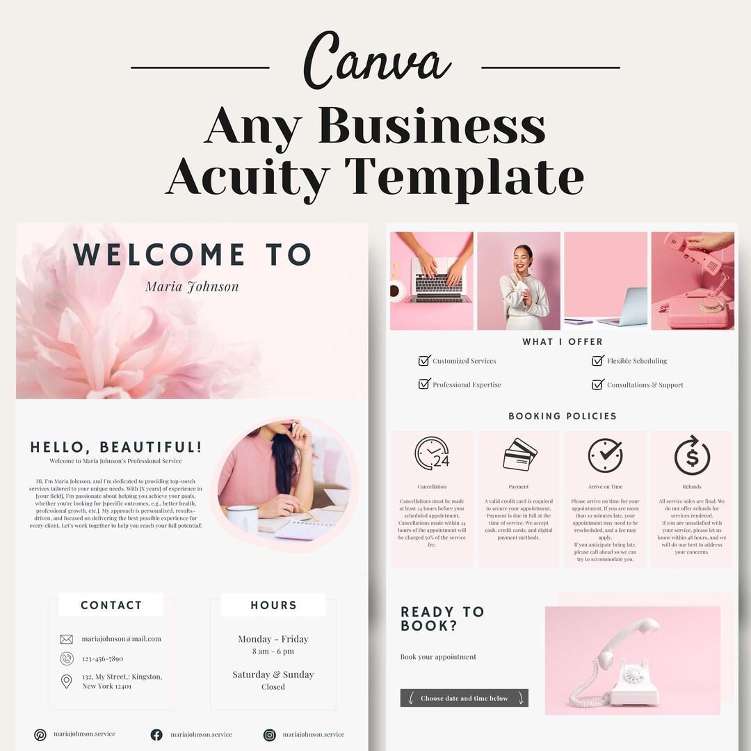 Pink Acuity Scheduling Template | Wellness Brand Canva Banners (digital ...
