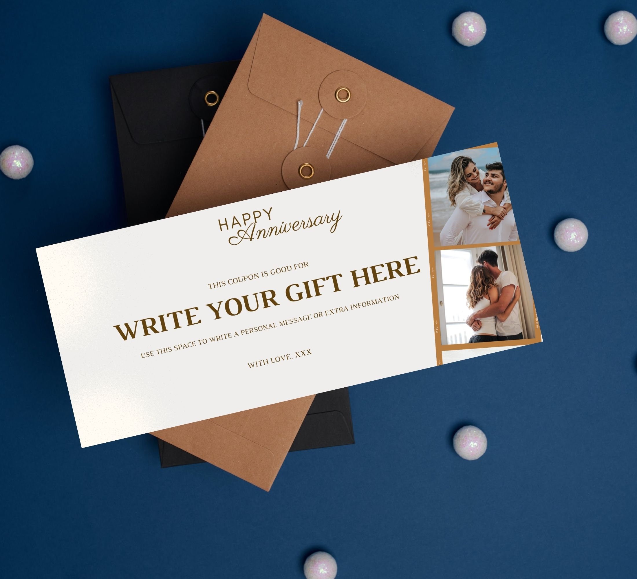 Anniversary Gift Coupon Printable Canva Template Custom Anniversary ...