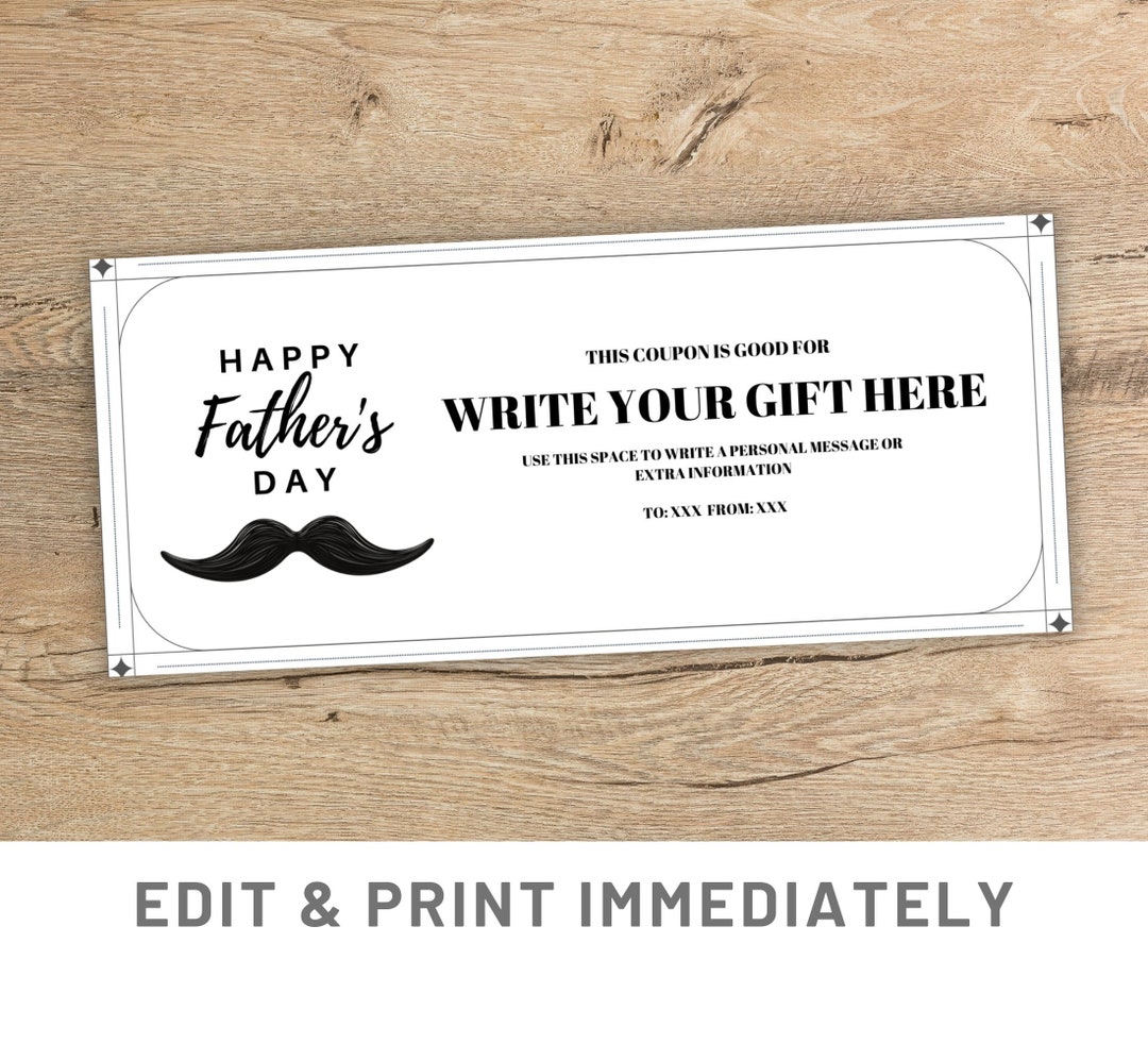 Father's Day Gift Card Printable Canva Template Custom Father's Day ...