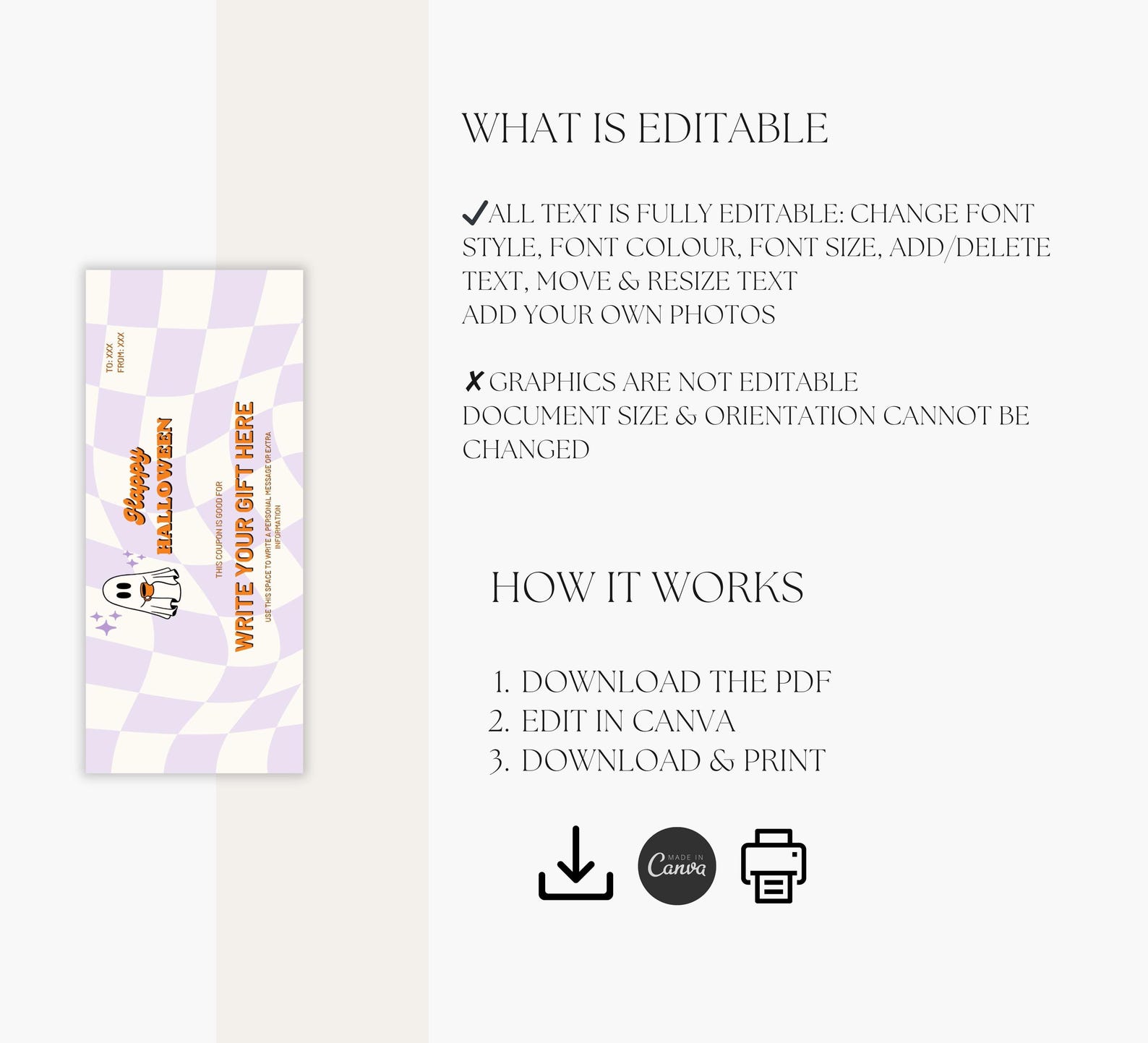 Editable Halloween Gift Coupon Template (canva) - Etsy