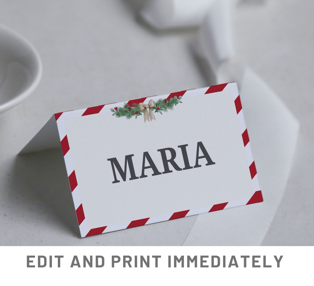 Custom Christmas Name Cards Christmas Place Cards Template Editable ...