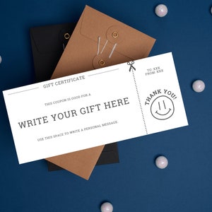Thank You Coupon Minimal Editable Gift Coupon Template Canva Thank You ...