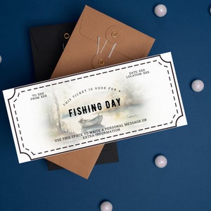 Custom Fishing Day Gift Coupon Fishing Gift Voucher Template Canva ...