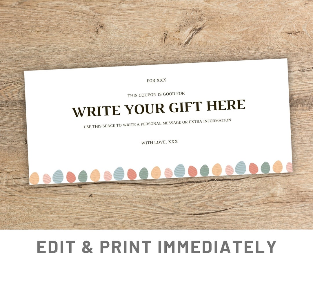 Minimal Easter Coupon Custom Easter Gift Coupon Template Canva Easter ...