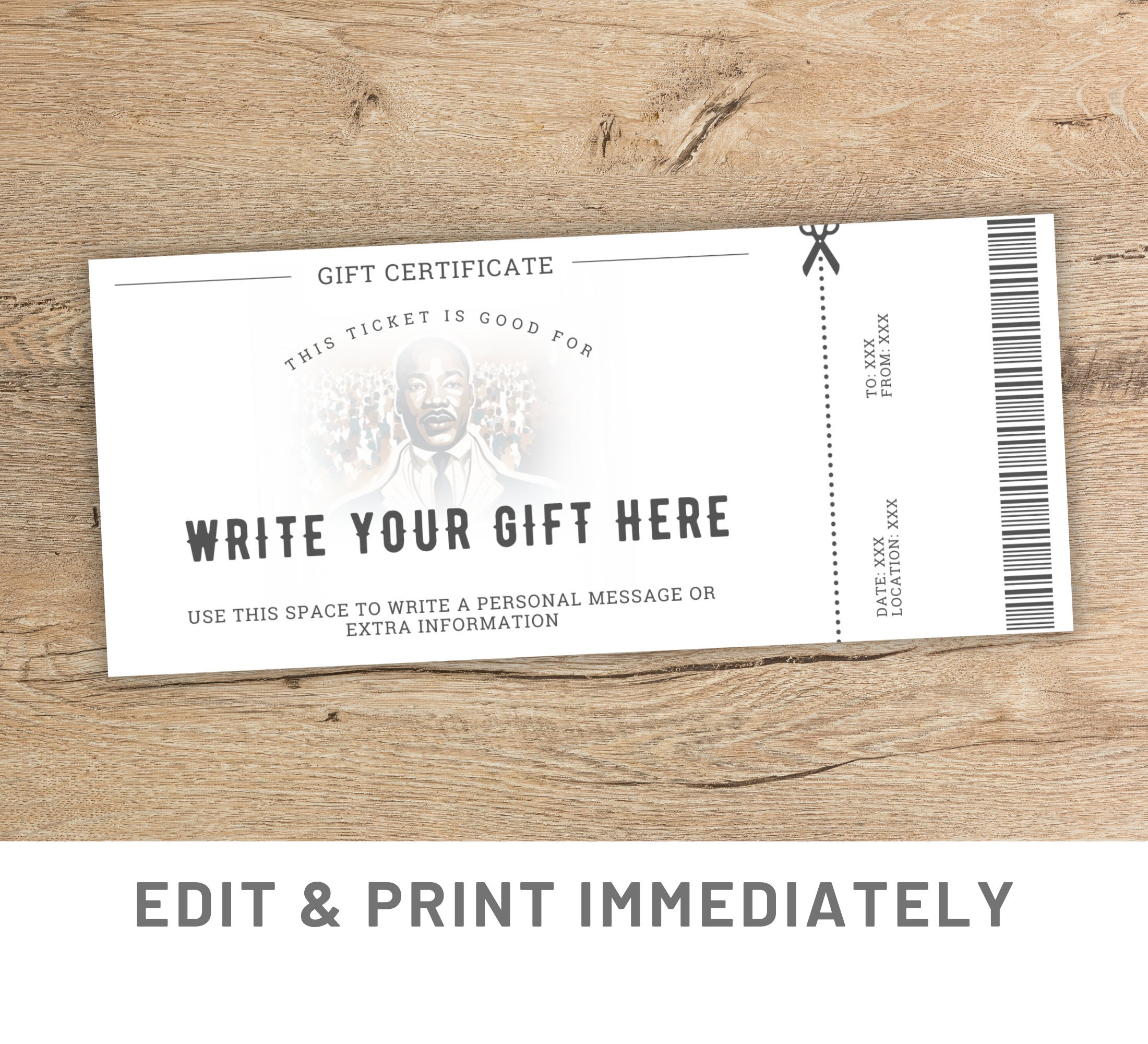 Martin Luther King Card Template Canva Custom Gift Voucher MLK Day ...