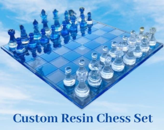 Blue Chess Set , Chess Pieces Blue , Original Blue Resin 3D Chess Set ...