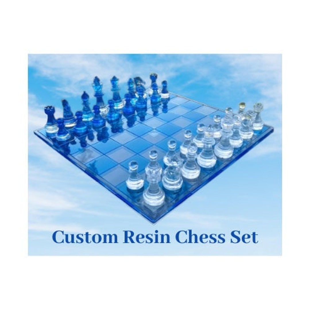 Blue Chess Set Chess Pieces Blue Original Blue Resin 3D - Etsy
