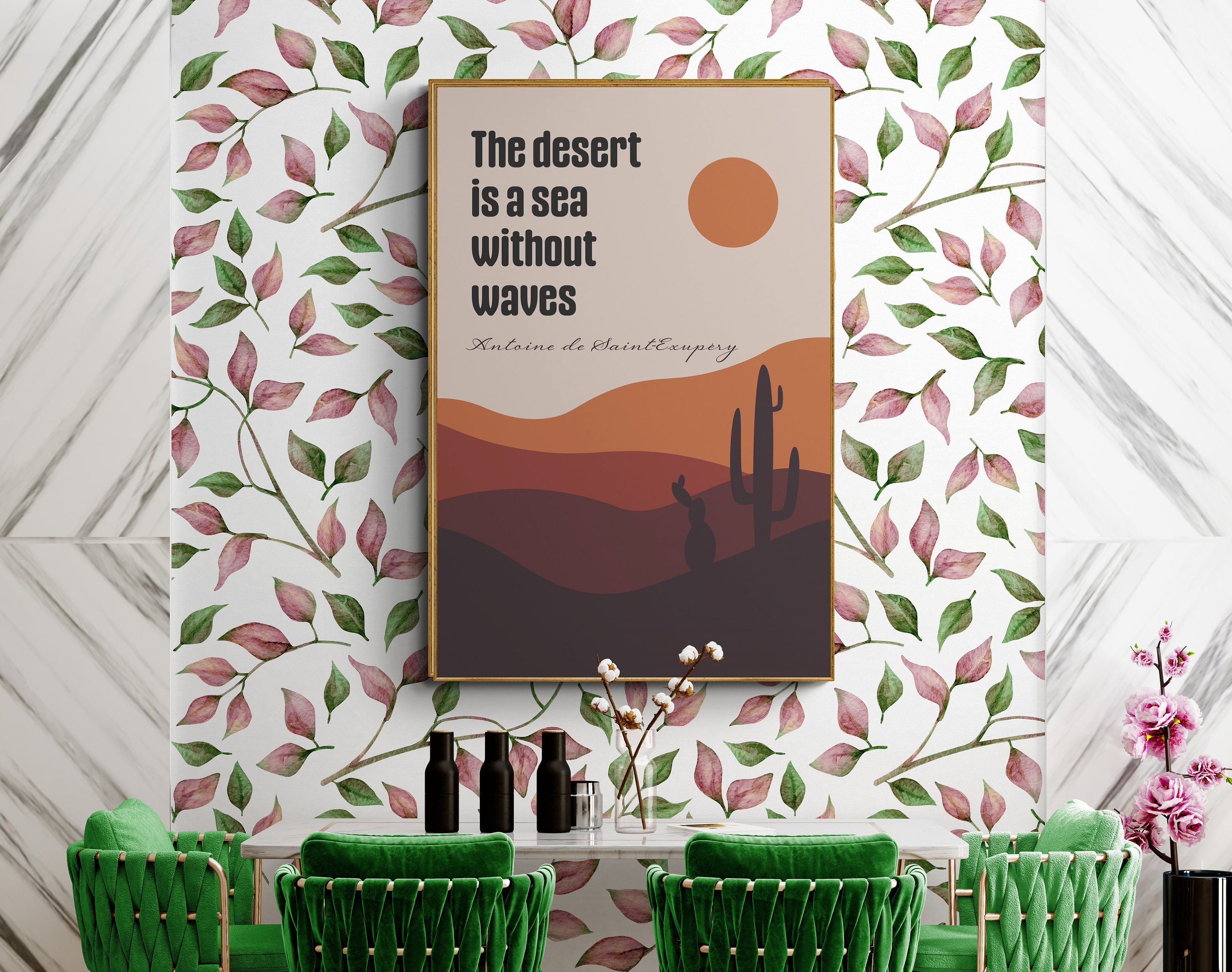 Mid Century Modern Desert Print, Mountain Print, Cactus Print ...