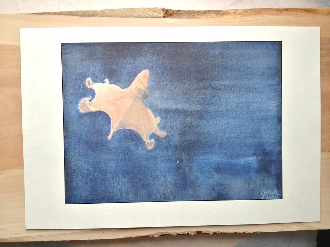 Flying Pink Octopus - Watercolor and Gouache - Quality Print - Etsy