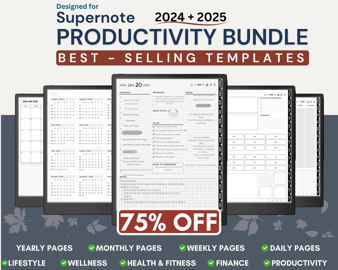 Supernote Daily Planner 2025 2026, Supernote Templates, Calendar, A5X ...