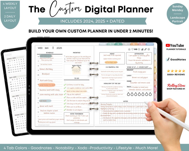 2025 2026 Daily Hourly Planner Templates Pack, Printable Daily Agenda ...