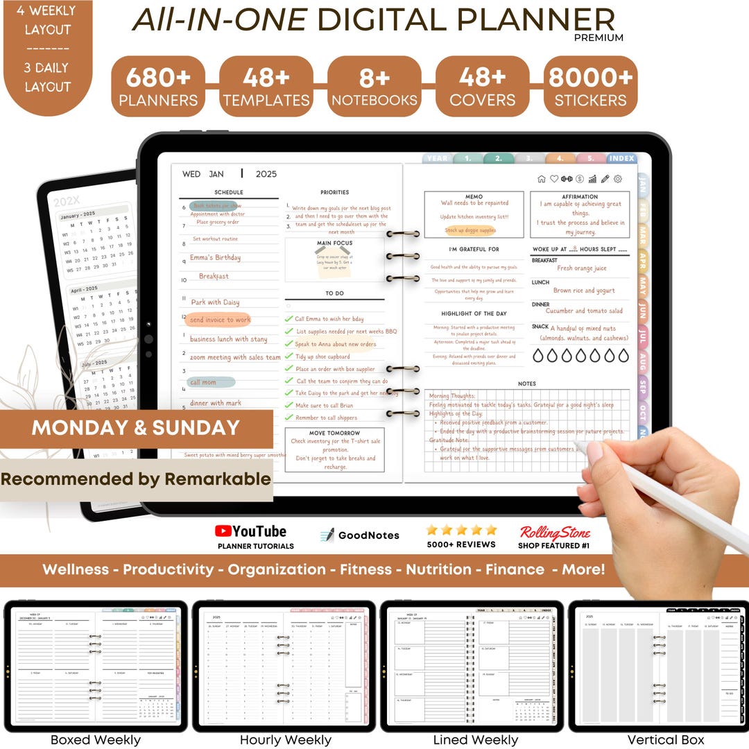 All-in-one Digital Planner 2024, 2025, 2026 Ultimate Digital Planner ...