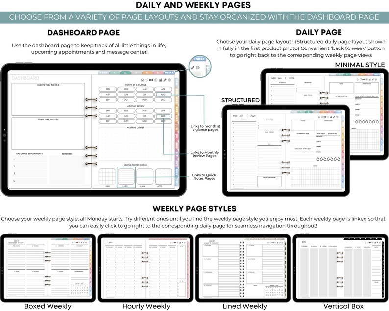 2025-2026 Dated Digital Planner, Budget, Fitness, Notebook, Daily ...