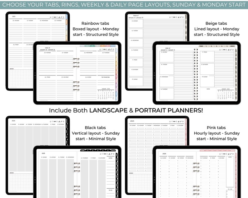 2025 Dated Digital Planner Goodnotes Planner 2025 Minimalistic iPad ...