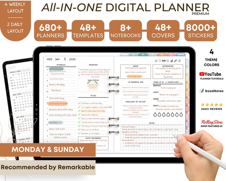 Templates Pack for Remarkable Tablets, Eink Templates, Hyperlinked PDF ...