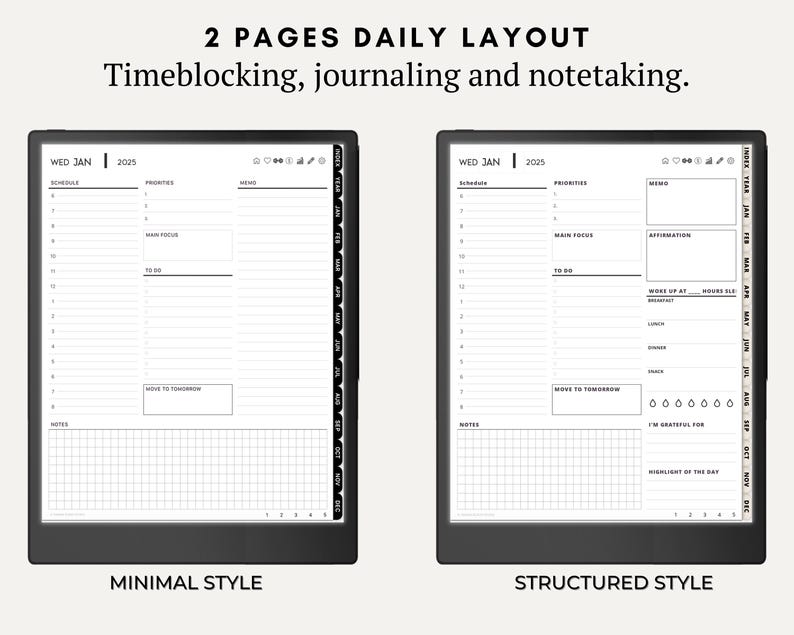 Remarkable Paper Pro Planner Templates Weekly Planner Pro. Minimalist ...