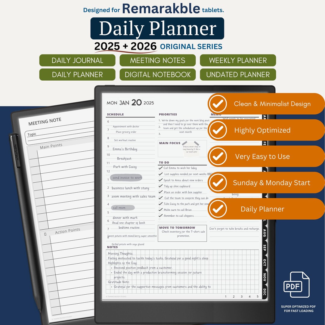 Remarkable Paper Pro Planner Templates Weekly Planner Pro. Minimalist ...