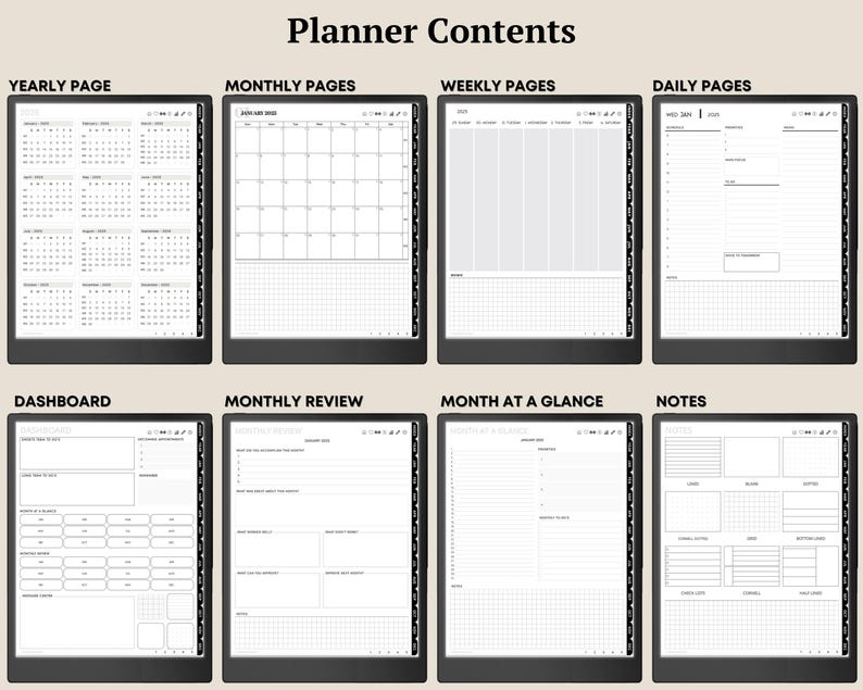 Daily Planner 2025 for Remarkable Paper Pro, Templates for Remarkable ...