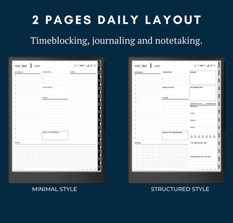 Remarkable Paper Pro Daily 2025 Planner Dated Journal for Remarkable ...
