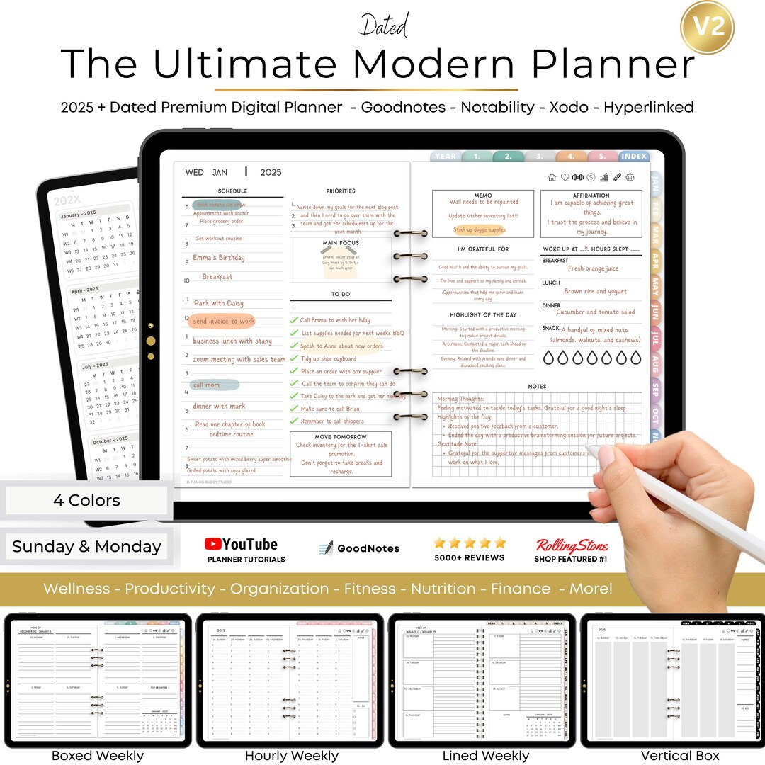 2025 Digital Planner All-in-one Customizable Digital Planner for Ipad ...