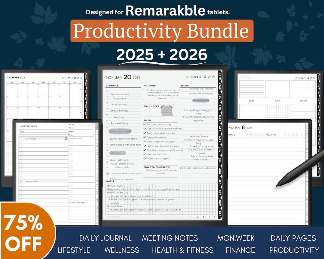 Remarkable 2 / Paper Pro Digital Planner Bundle 2025 2026 Ultimate ...