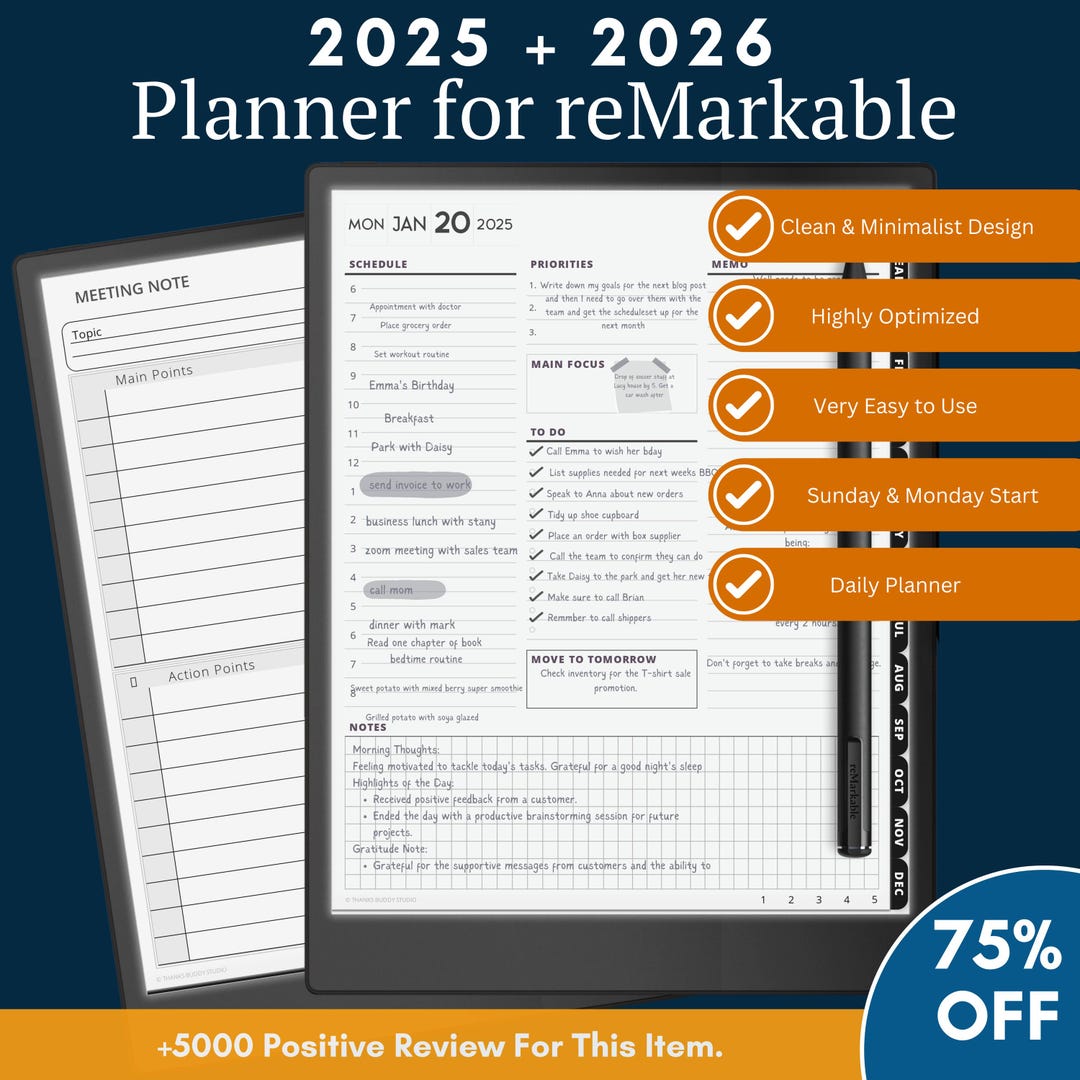 Template Bundle for the Remarkable Paper Pro Undated Daily Organizer ...