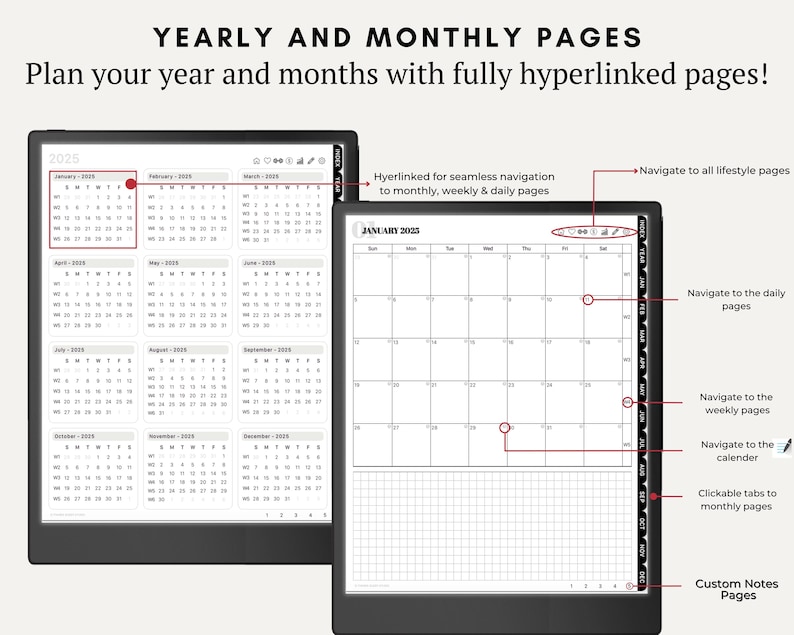 2025 2026 Remarkable 2 Student Planner, Hyperlinked Digital Planner ...